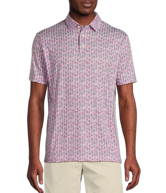 Cremieux Blue Label Performance Stretch Fish Print Short Sleeve Polo ...
