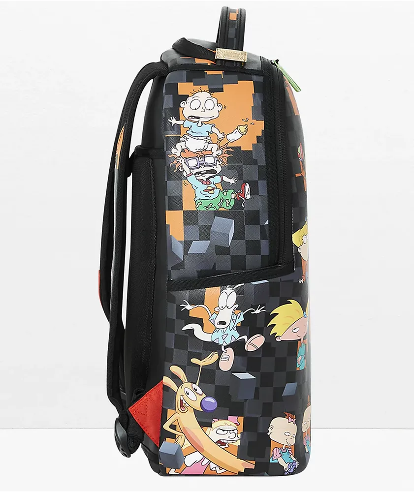Sprayground x Nickelodeon Nicktoons Bust Through Black & Grey Checkered ...